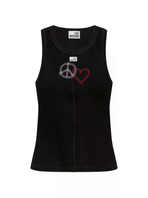 Moschino Heart Peace-sign Ribbed Top - Black