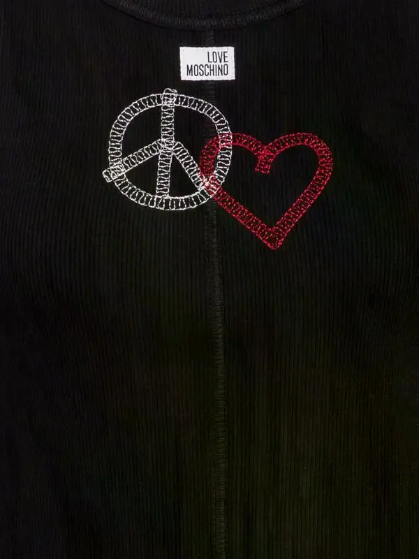 Moschino Heart Peace-sign Ribbed Top