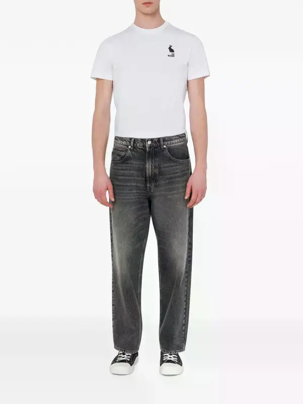 Moschino Logo-patch Faded Jeans