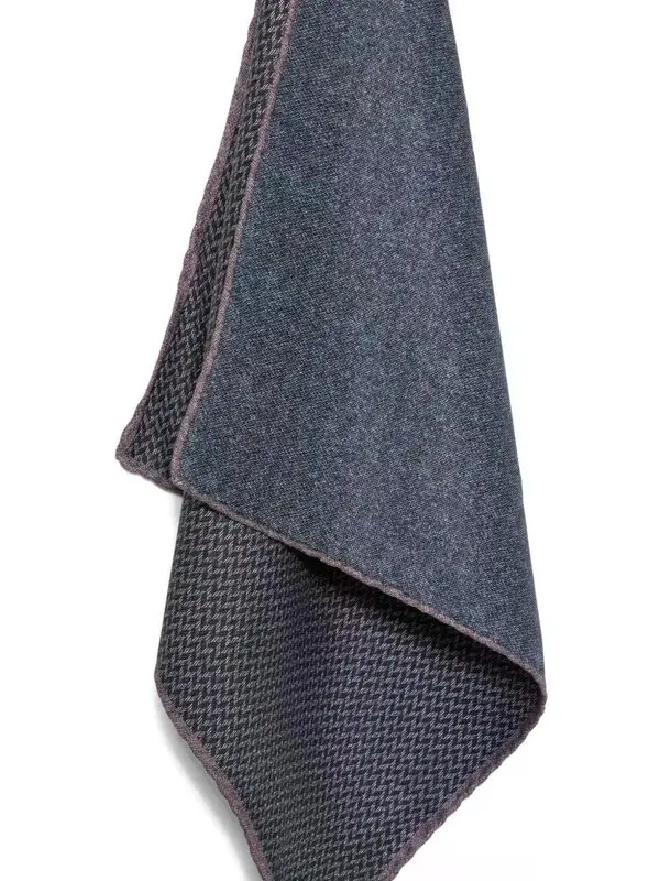 Brunello Cucinelli Herringbone Pocket Square - Blue