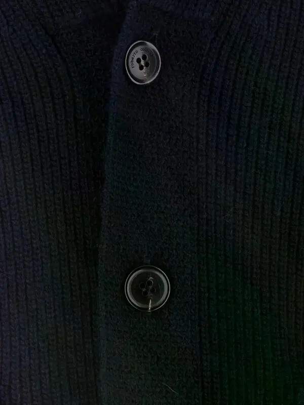 ROBERTO COLLINA Shawl-collar Ribbed-knit Cardigan