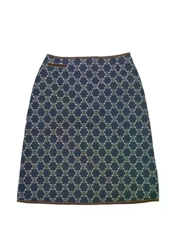 Celine Macadam Denim Midi Skirt