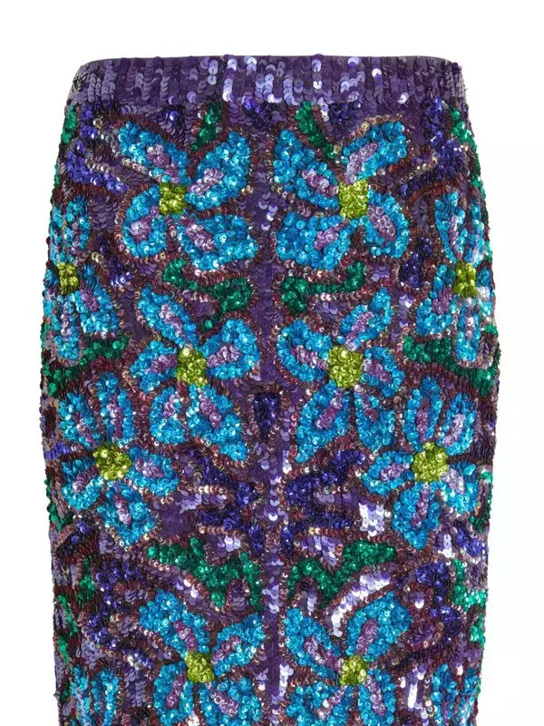P.a.r.o.s.h Longuette Sequin-embellished Floral-pattern Midi Skirt