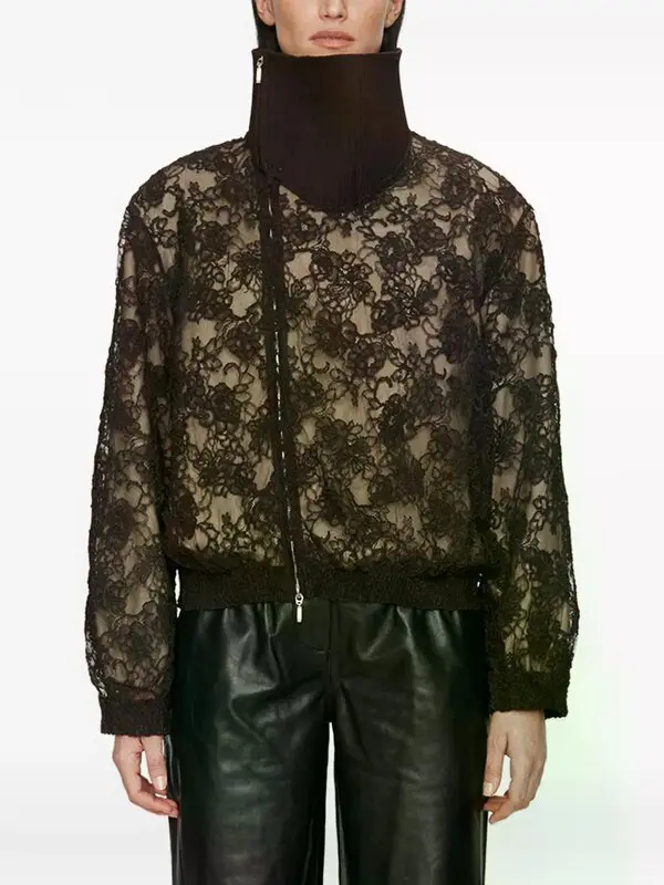 Christopher Esber Mahara Lace High-neck Bomber Jacket