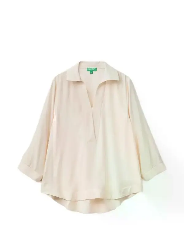 BENETTON V-neck Spread-collar Blouse