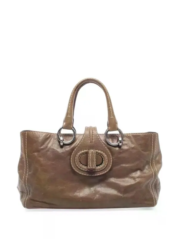 Prada 2000s Contrast-stitch Leather Tote Bag