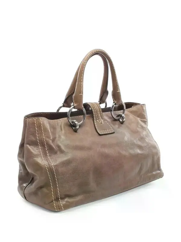 Prada 2000s Contrast-stitch Leather Tote Bag