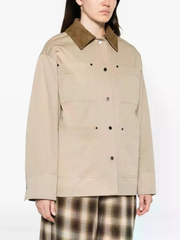 JOSEPH Suede-collar Utility Jacket - Neutrals