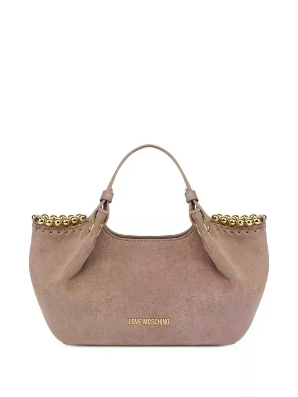 Moschino Bead-embellished Faux-suede Shoulder Bag - Neutrals