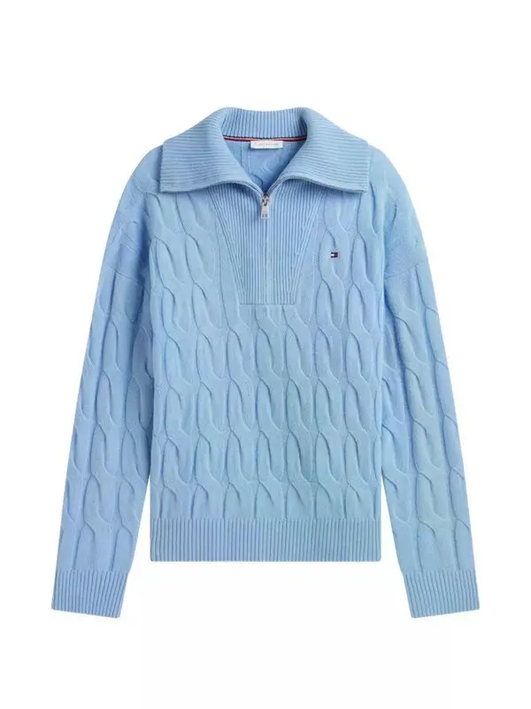Tommy Hilfiger Cable-knit Quarter-zip Sweater - Blue
