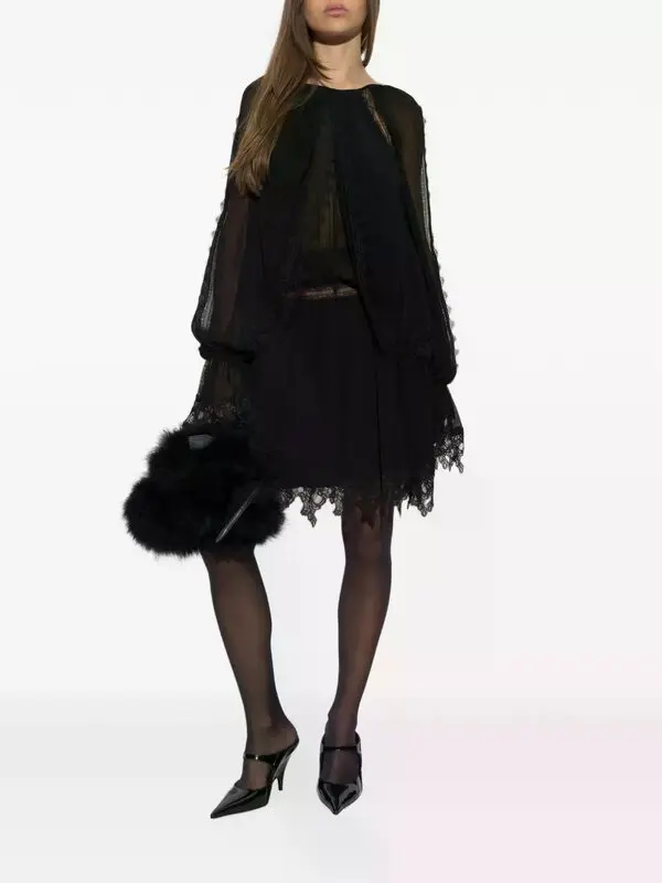 Blumarine Lace-trimmed Layered Mini Dress - Black