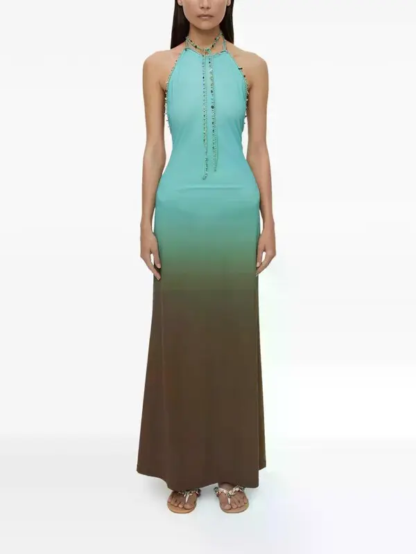 Christopher Esber Quartz-embellished Ombre Long Dress