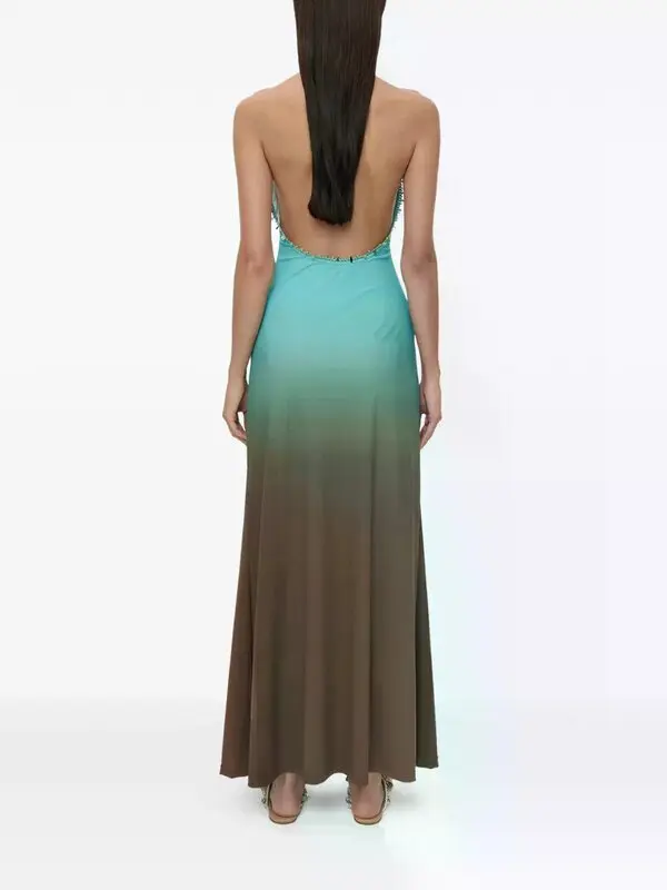 Christopher Esber Quartz-embellished Ombre Long Dress
