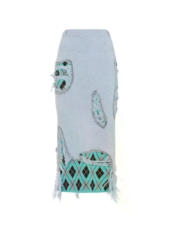 Moschino Argyle-intarsia Distressed-effect Skirt