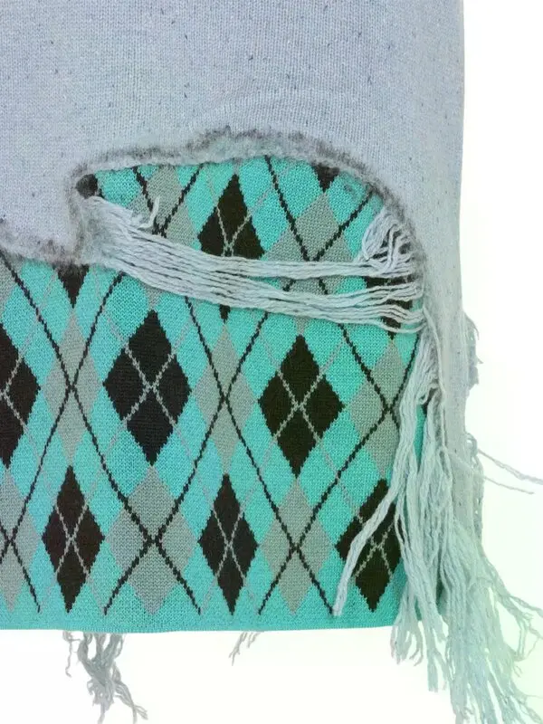 Moschino Argyle-intarsia Distressed-effect Skirt