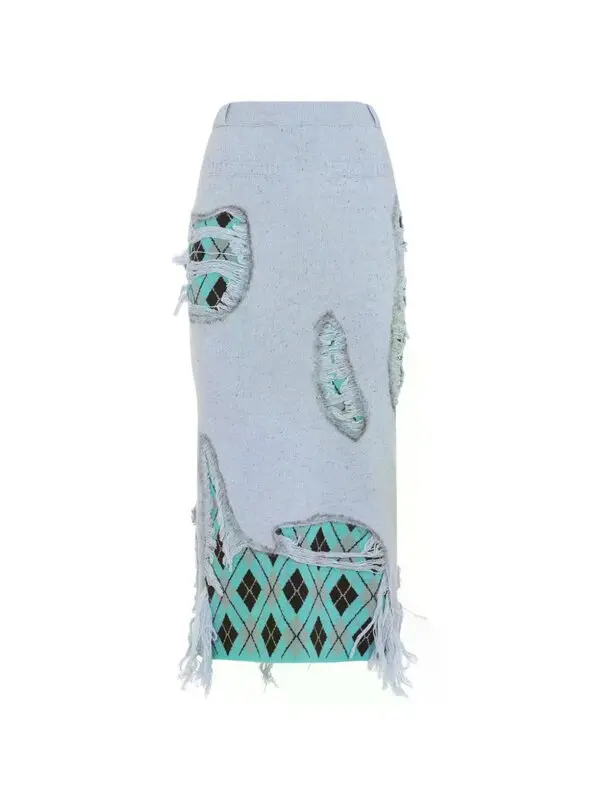 Moschino Argyle-intarsia Distressed-effect Skirt