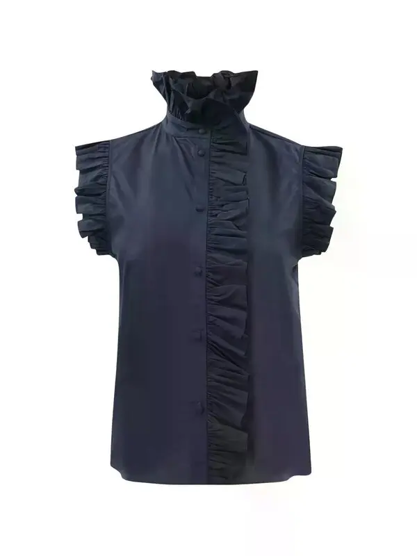 CHRISTY LYNN Marfa Ruffled Sleeveless Top - Blue