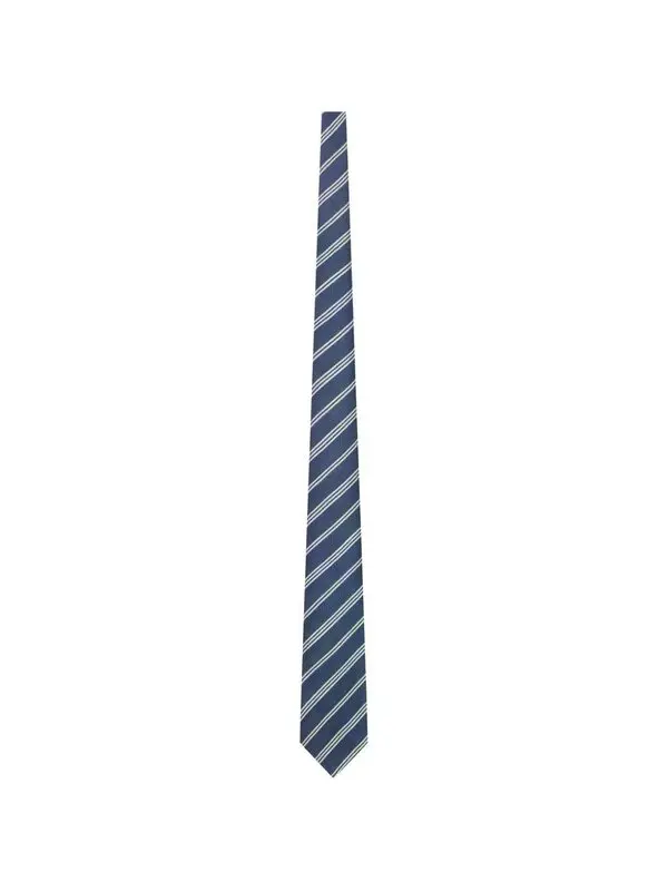 Kiton Striped Wool Tie - Blue