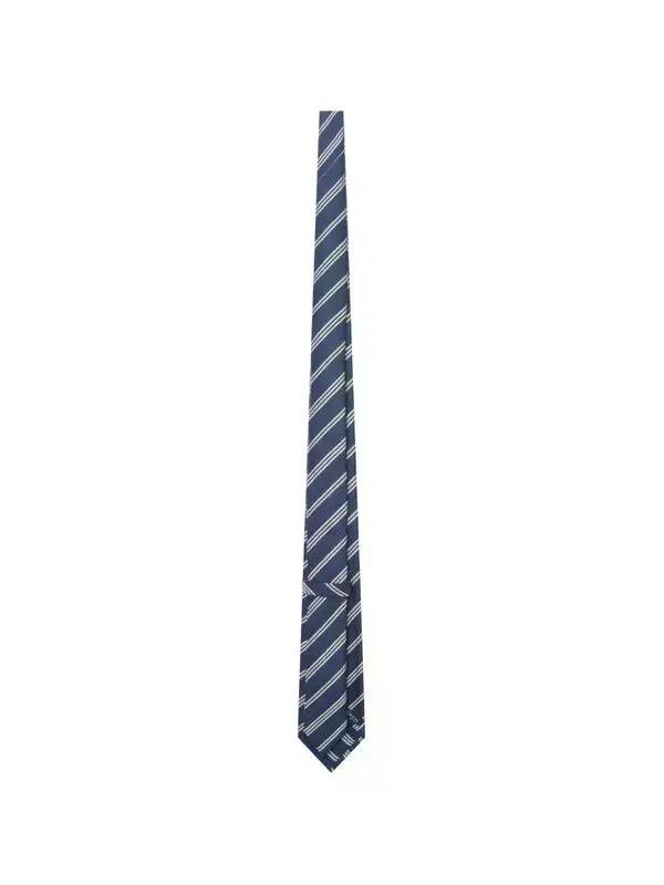 Kiton Striped Wool Tie - Blue