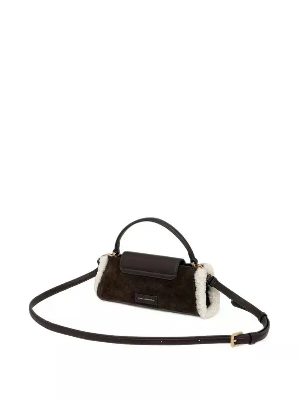 Karl Lagerfeld Shearling-trim Suede Shoulder Bag - Brown