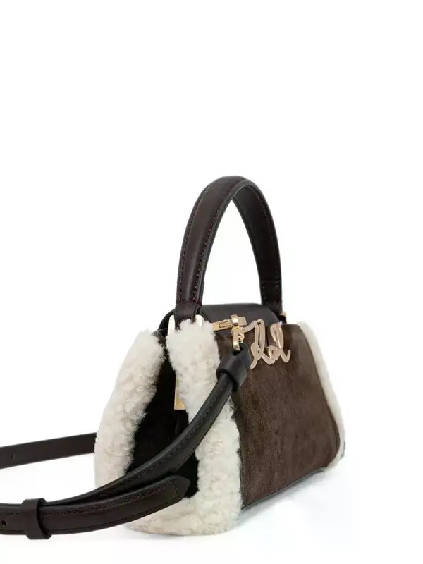 Karl Lagerfeld Shearling-trim Suede Shoulder Bag