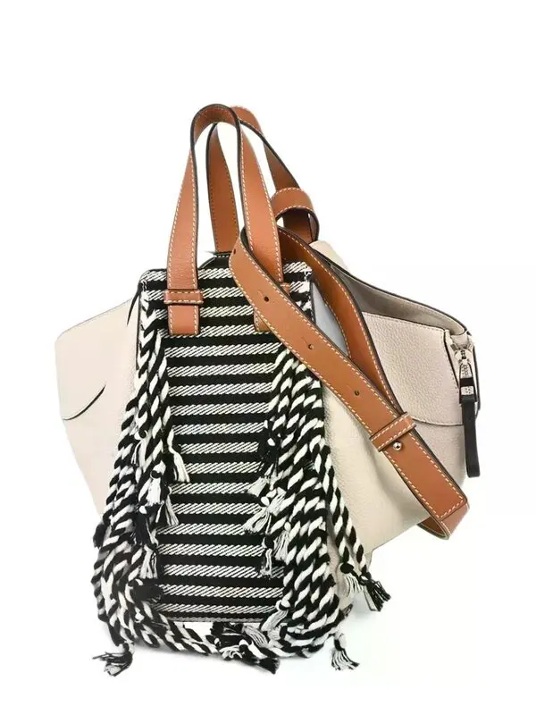 Loewe Hammock Striped Fringe Tote Bag - White