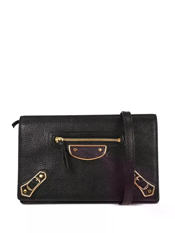 Balenciaga Metallic Edge Leather Chain Wallet - Black