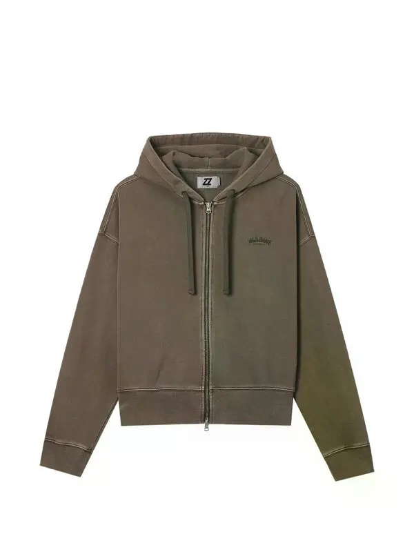 Izzue Logo-embroidered Zip-up Hoodie - Brown