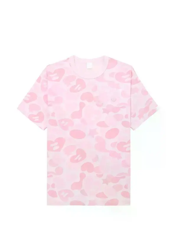 AAPE BY *A BATHING APE Camouflage-print Heart-patch T-shirt - Pink