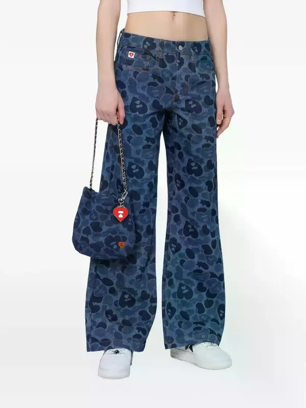 AAPE BY *A BATHING APE All-over Heart-pattern Jeans - Blue