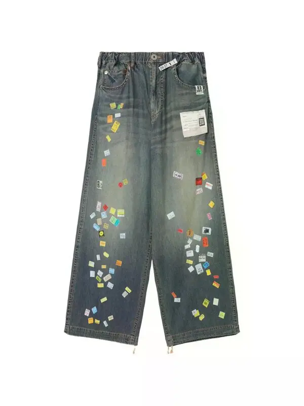 Mihara Yasuhiro Price Tag Sticker-printed Wide Denim Pants