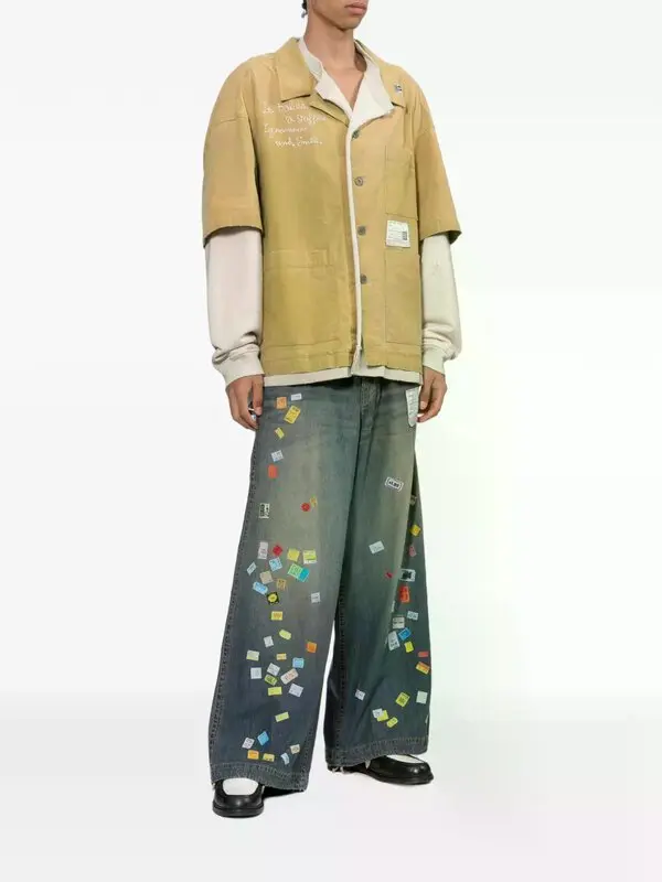Mihara Yasuhiro Price Tag Sticker-printed Wide Denim Pants