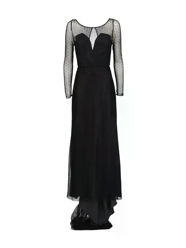 MARCO GABRIELLI ATELIER Polka-dot Sheer-panel Maxi Dress - Black