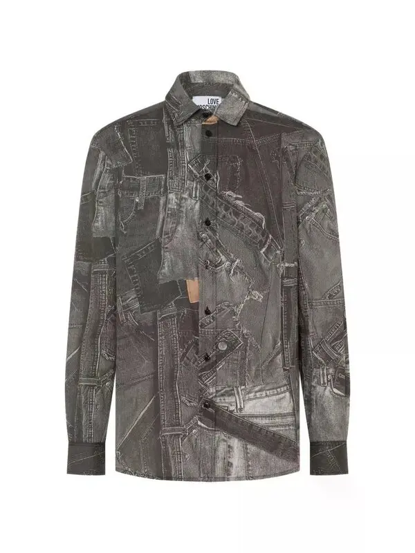 Moschino Trompe-l'oeil Denim-print Shirt