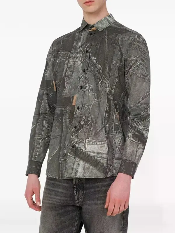 Moschino Trompe-l'oeil Denim-print Shirt