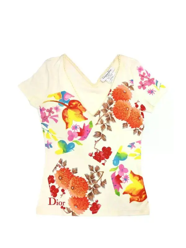 Dior Floral-print Sequin-embellished T-shirt