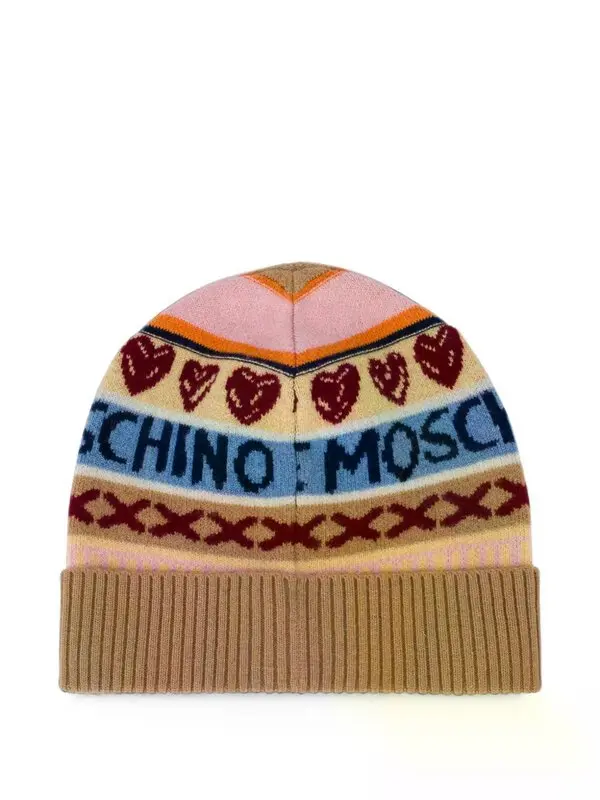 Moschino Logo-intarsia Heart-motif Beanie Hat