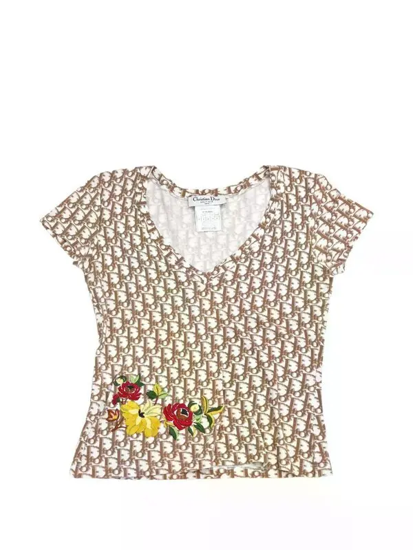 Dior Trotter-jacquard Floral-embroidered T-shirt