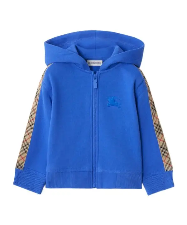 Burberry Check Trim Cotton Zip Hoodie