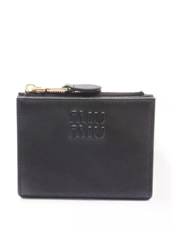 Miu Miu 2020s Embossed Logo Bi-fold Wallet - Black