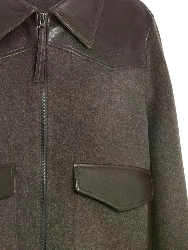 P.a.r.o.s.h Leather-trimmed Zip-up Jacket