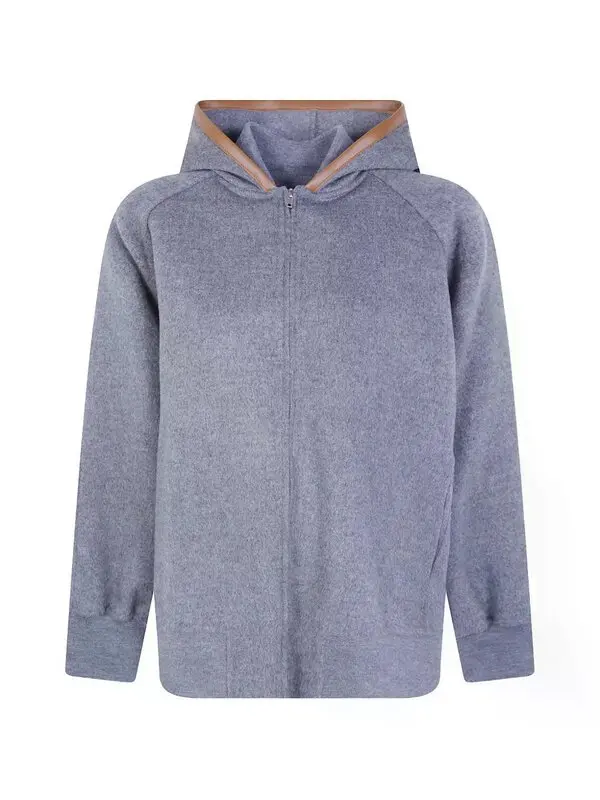 SEMICOUTURE Leather-trim Wool Hoodie