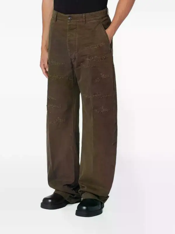 Dsquared2 Distressed-effect Wide-leg Trousers - Green