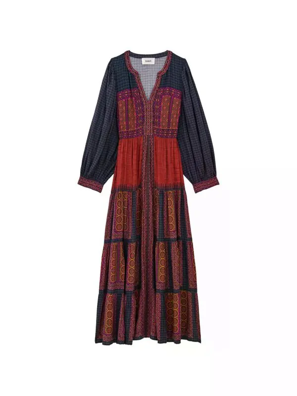 Ba&sh Olly Printed Tiered Midi Dress