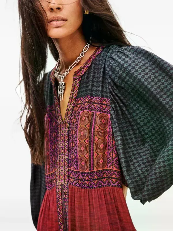 Ba&sh Olly Printed Tiered Midi Dress