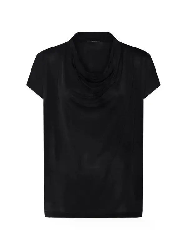 BRUUNS BAZAAR Katkabbginae Draped-neck Short-sleeve Blouse