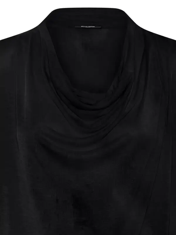 BRUUNS BAZAAR Katkabbginae Draped-neck Short-sleeve Blouse