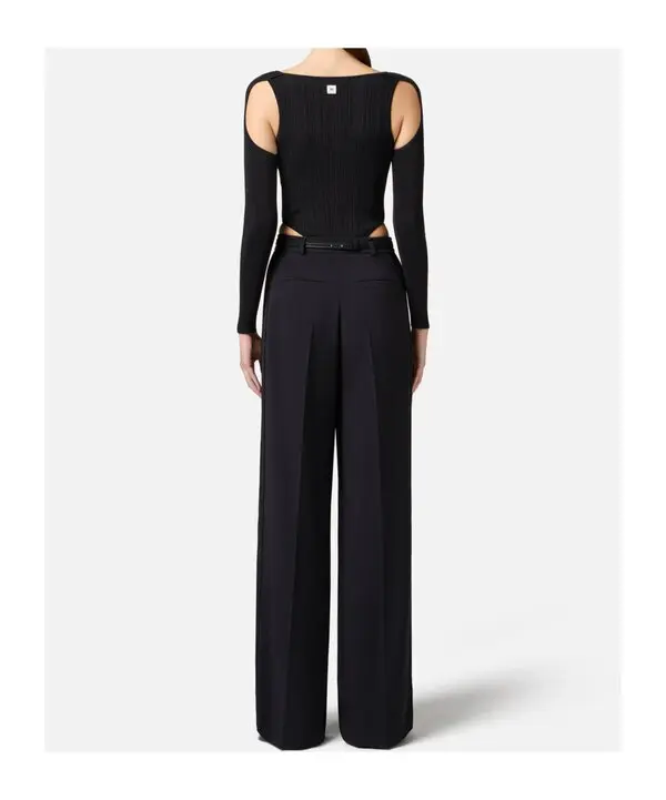 Elisabetta Franchi Satin Banded Crêpe Trousers