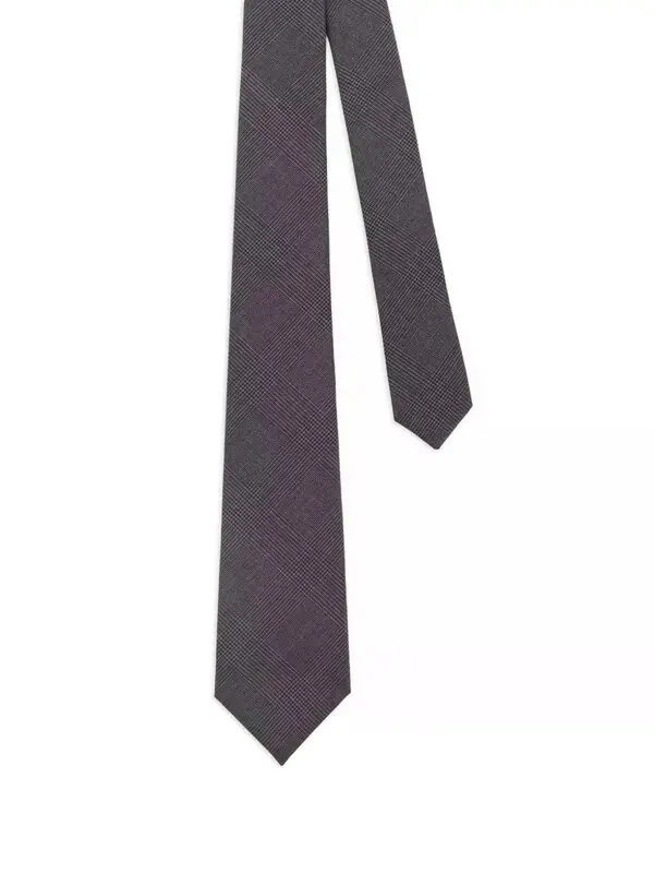 Kiton Prince Of Wales Check Tie - Grey