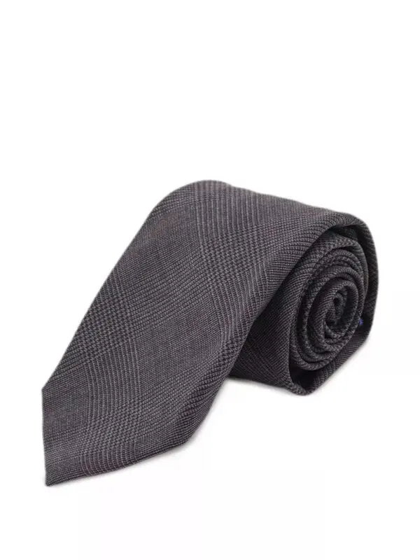Kiton Prince Of Wales Check Tie - Grey